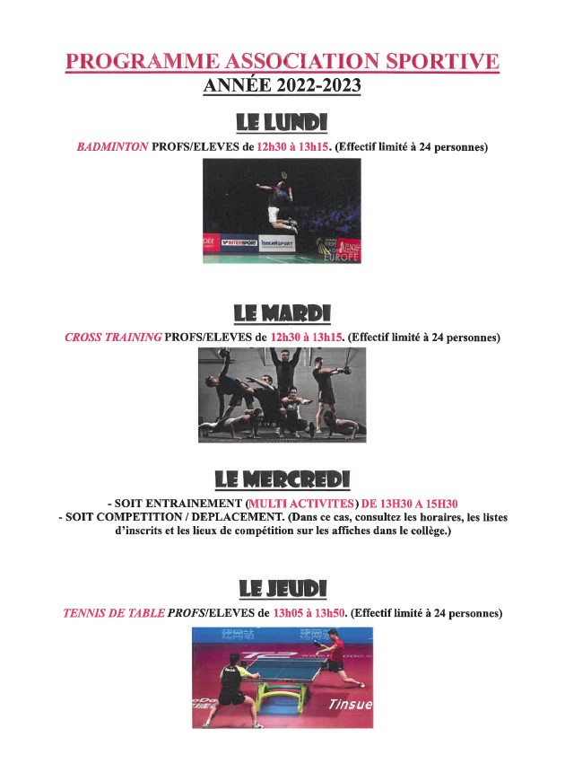 Programme annuel - Collège Fernand Léger